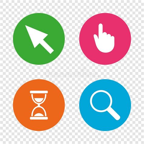 mouse cursor icon hourglass magnifier glass stock vector