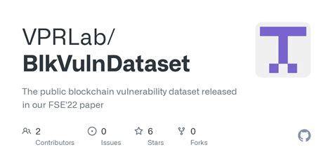GitHub VPRLab BlkVulnDataset The Public Blockchain Vulnerability Dataset Released In Our FSE