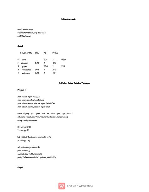 ML Lab Structure A Data Import Pandas As Pd DataFrame Pd Csv Data Print DataFrame Studocu