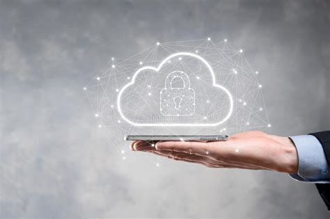 Business Man Holdholding Cloud Computing Data And Security On Global Networkingpadlock And
