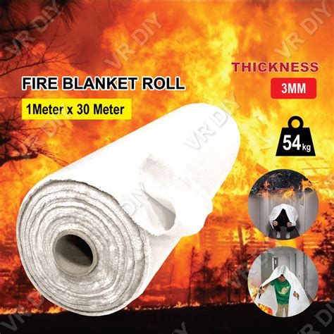 Safety Fire Blanket Rolls 1mx30m Fiberglass Fabric 2mm Thickness White
