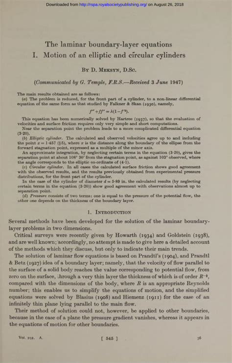 pdf the laminar boundary layer equations i motion of …rspa
