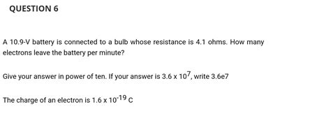 Solved A V Battery Is Connected To A Bulb Whose Chegg Com
