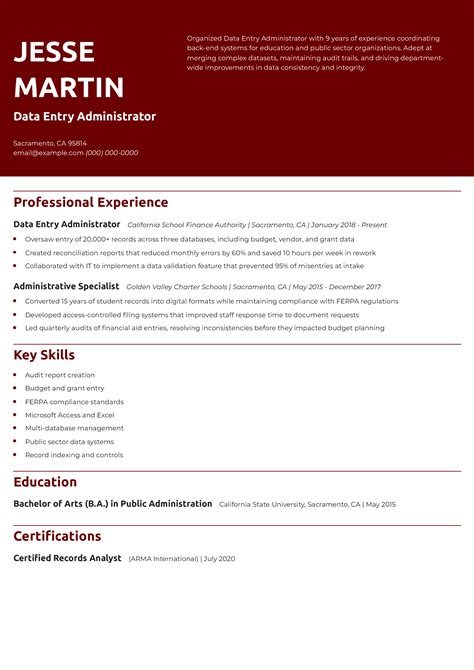 20 Data Entry Resume Examples And Templates For 2025