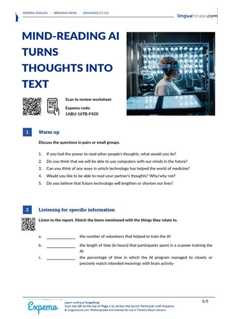 Mind Reading Ai Turns Thoughts Into Text American English Teacher Pdf
