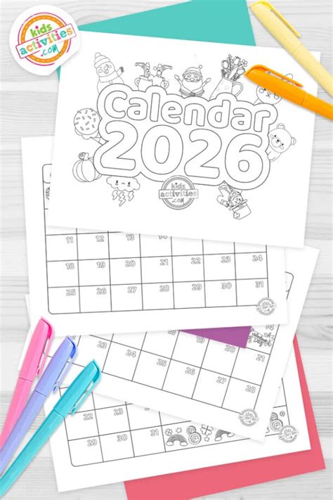 2026 Calendar Worksheets Fun Tracing And Coloring Activities
