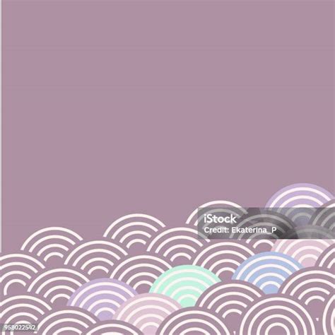 물고기 라일락 배경에 간단한 자연 배경과 일본 사쿠라 꽃 흰색 빛 파란색 녹색 보라색 분홍색 파 원 패턴 카드 배너 디자인을