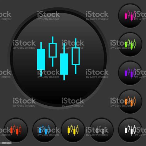 Candlestick Chart Dark Push Buttons With Color Icons Stock Illustration Download Image Now