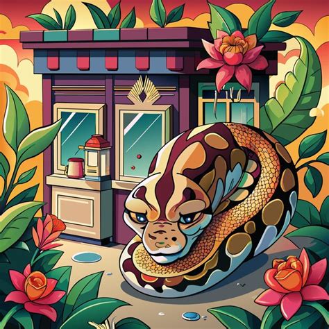 Axanthic Ball Python Llora Sin Alegría En La Oficina De Correos Vector De Flores Vector