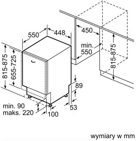 Встраиваемая посудомоечная машина Bosch Spv6ymx01e схема встраивания с размерами на русском