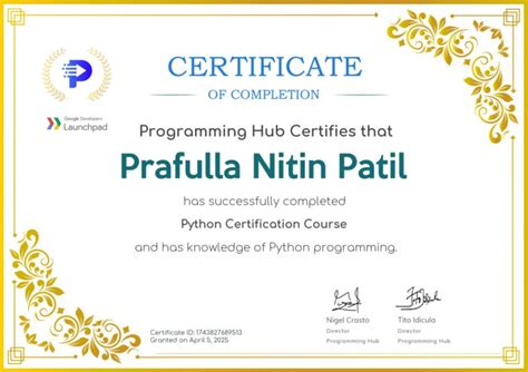 Python Certification Programming Learning Techskills Programminghub Prafulla Patil