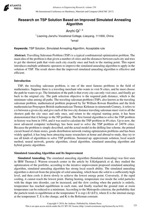 pdf research on tsp solution based on improved simulated annealing