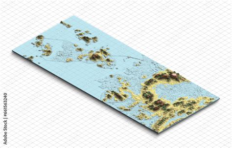 3d Model Map Of South Korea Terrain Map Isometric Map Virtual Terrain
