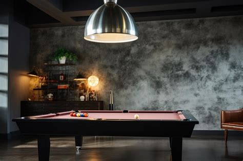 Premium Photo A Pool Table With A Light Fixture Above It And A Light Above It