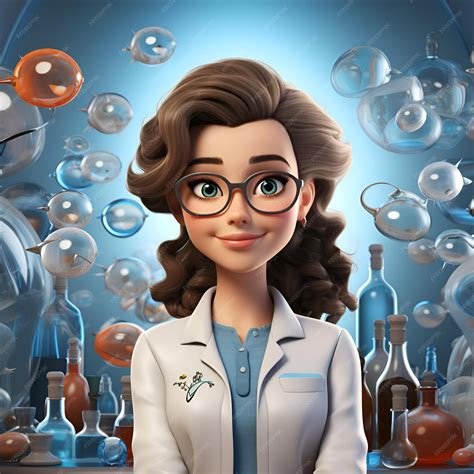 Premium Photo Beautiful Female Scientist In Lab Coat And Glasses 3d