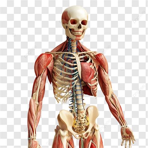 Full Body Human Skeleton Anatomy With Visible Bones Isolated Body