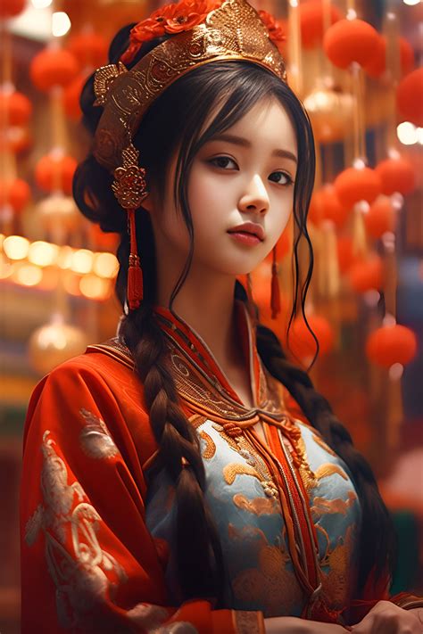 Chinese Girl In Traditional Chinese Dress By Ai Mademasterpieces On
