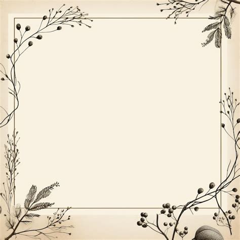 Premium Photo Vintage Black And White Frame With Flowers And Leaves