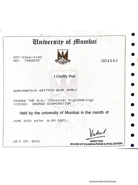 Adithya Be Certificate Pdf