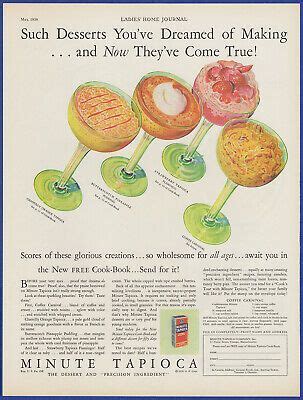 Vintage 1930 Minute Tapioca Strawberry Orange Coffee Dessert 30s Print