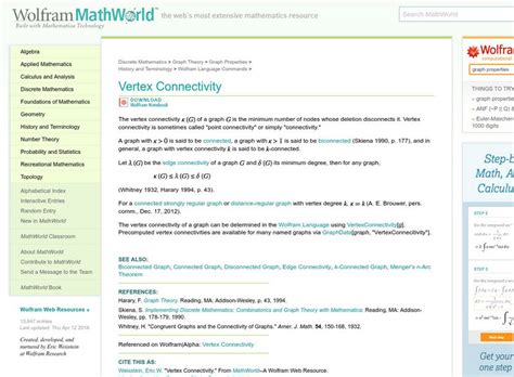 Wolfram Math World Vertex Connectivity Handout For 9th 10th Grade Lesson Planet