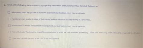 Solved 1 Which Of The Following Statements Are Frue