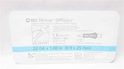 Bd 383591 Nexiva Diffusics Closed Iv Cath System 22ga X 100inch 45ml
