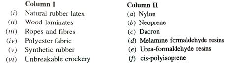 Ncert Examplar Problems With Answers Hints And Solutions Matching Type Questions From