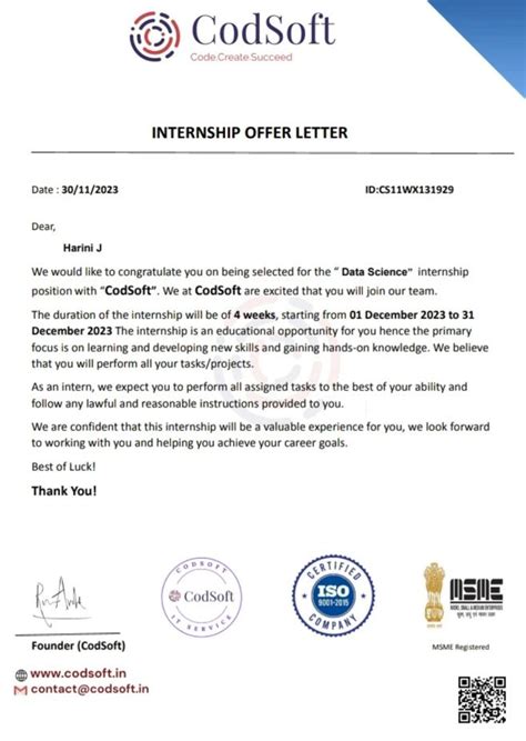 Harini Jayakumar On Linkedin Codsoft Internship