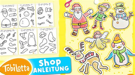 Weihnachts Figuren Basteln Kleben Weihnachtsmann Schneemann Rentier Engel Elf 1 Youtube