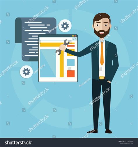 Concept Programmer Coder Workflow Website Coding Stock Vector Royalty