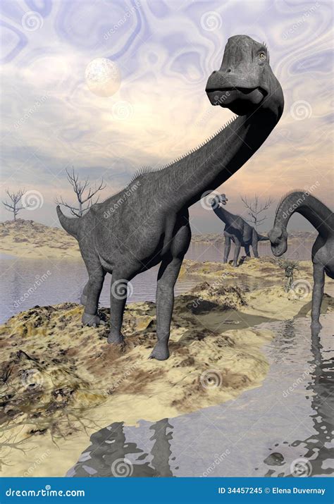 Brachiosaurus And Moon Silhouette Vector Illustration Cartoondealer