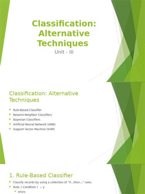unit iii classification alternative techniques pdf