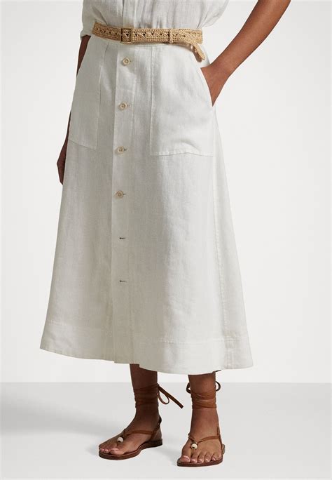 Polo Ralph Lauren Buttoned Linen A Line Skirt A Line Skirt Nevis