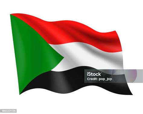 수단 벡터 흔들 현실적인 플래그 수단의 국기 흰색 배경에 고립 된 수단 국기에 대한 스톡 벡터 아트 및 기타 이미지 수단