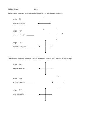 Solved 1 Sketch The Following Angles In Standard Position Doc Template PdfFiller