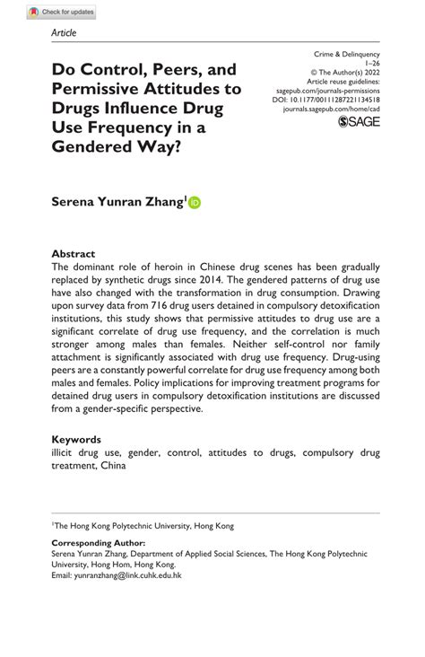 Pdf Do Control Peers And Permissive Attitudes To Drugs Influence