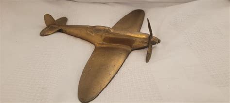 Ww2 Solid Brass Model Raf Spitfire Fighter Trench Art £2152