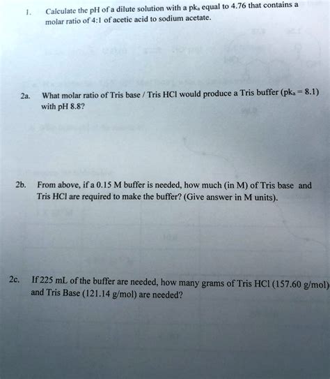 Solved Calculate The Ph Of A Dilute Solution With A Pka Equal To 4 76 That Contains A Molar