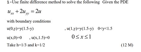Solved 1 Use Finite Difference Method To Solve The Following