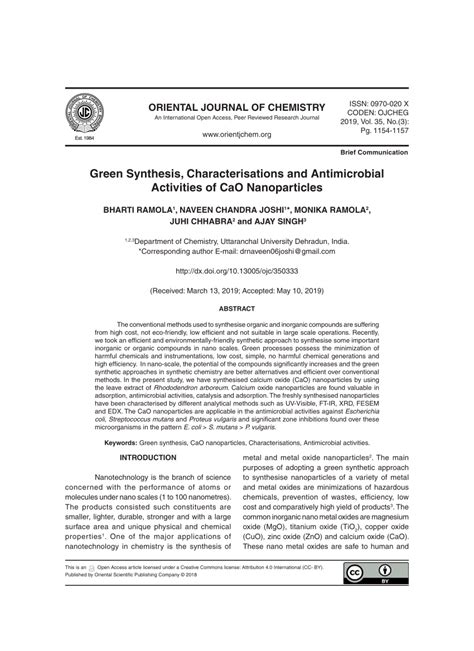 Pdf Green Synthesis Characterisations And Antimicrobial Activities
