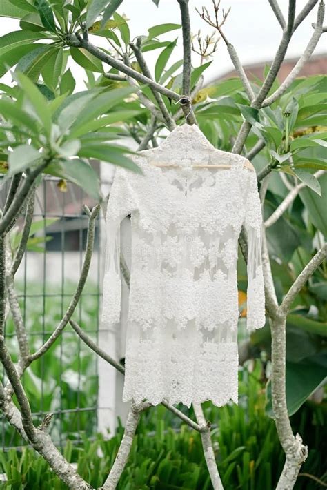 White Kebaya Indonesian Traditional Dress For Weddings Stock Image