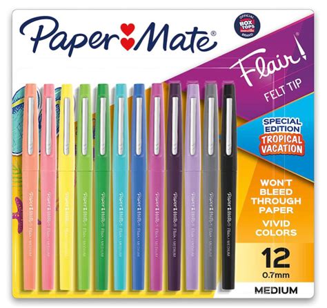 Papermate Flair Felt Tip Pens Medium Point 0 7mm Tropical Vacation