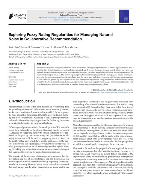 Pdf Exploring Fuzzy Rating Regularities For Managing Natural Noise In