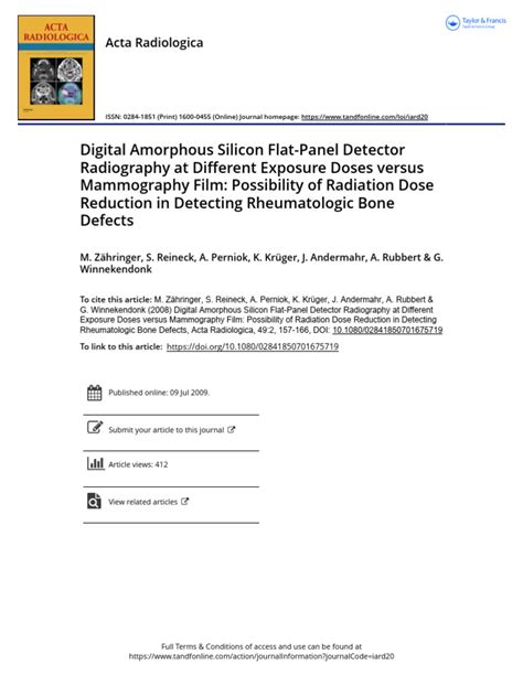 2009 01 Digital Amorphous Silicon Flat Panel Detector Radiography At Different Exposure Doses