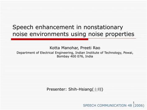 ppt speech enhancement in nonstationary noise environments using