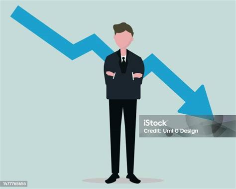 사업 손실 또는 실패 파산 사업가와 쇠퇴 파란색 화살표 그래프 감소에 대한 스톡 벡터 아트 및 기타 이미지 감소 경제 그래프 Istock