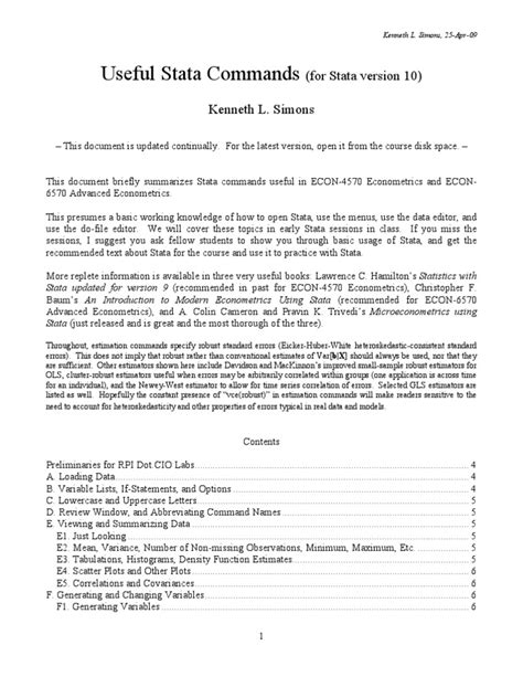 Useful Stata Commands Pdf Coefficient Of Determination Regression