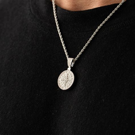 Silver Iced Compass Pendant Craftd London