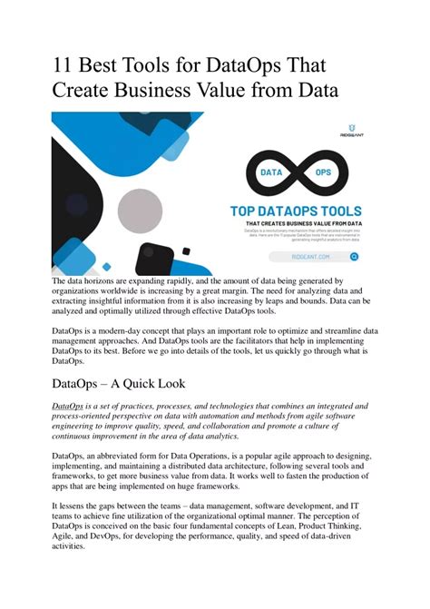 Ppt 11 Best Tools For Dataops That Create Business Value From Data